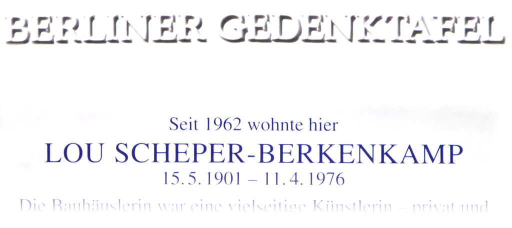 Gedenktafel für Lou Scheper-Berkenkamp - Scharoun Gesellschaft e.V.